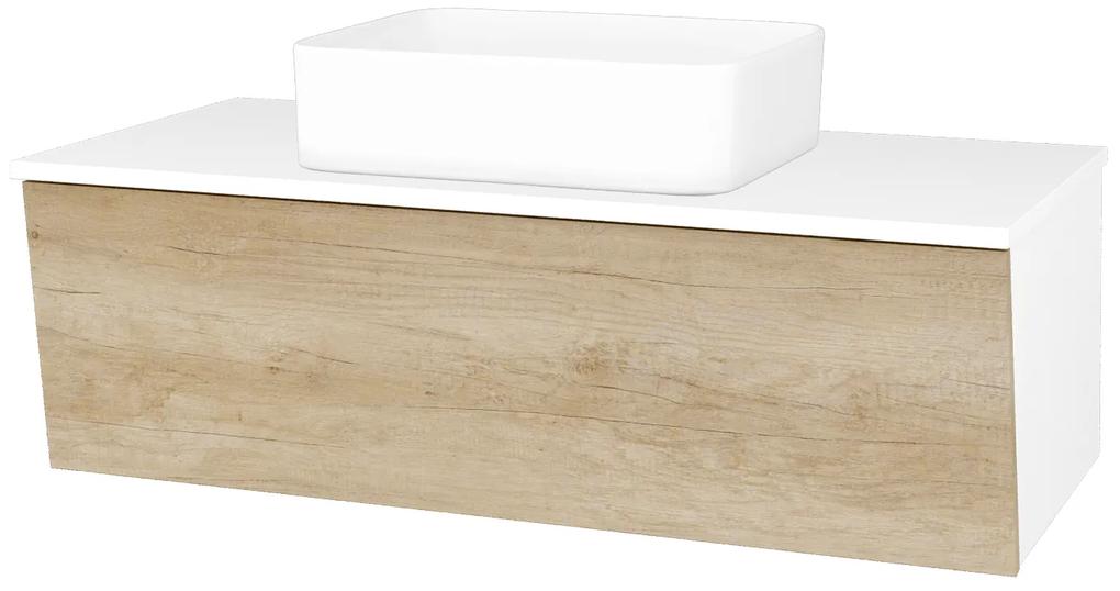 Dřevojas Koupelnová skříň INVENCE SZZ 100 (umyvadlo Joy) Varianta: L01 Bílá vysoký lesk / D16 Beton tmavý