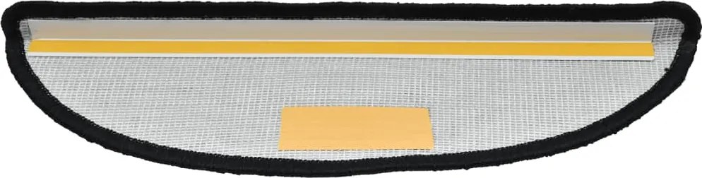 Schodové rohože 15 ks 56 x 17 x 3 cm černé, půlkulaté 133893