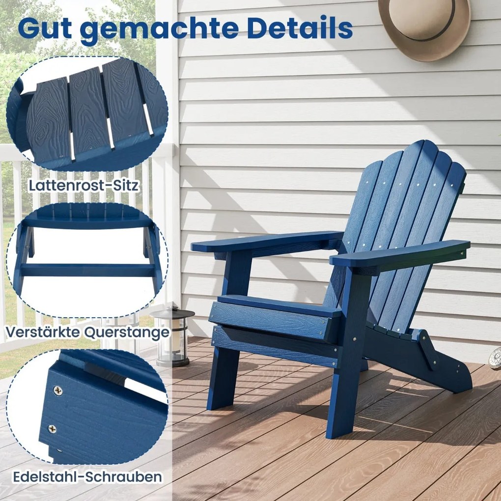 Costway Sada 2 židlí Adirondack skládací židle Adirondack odolná