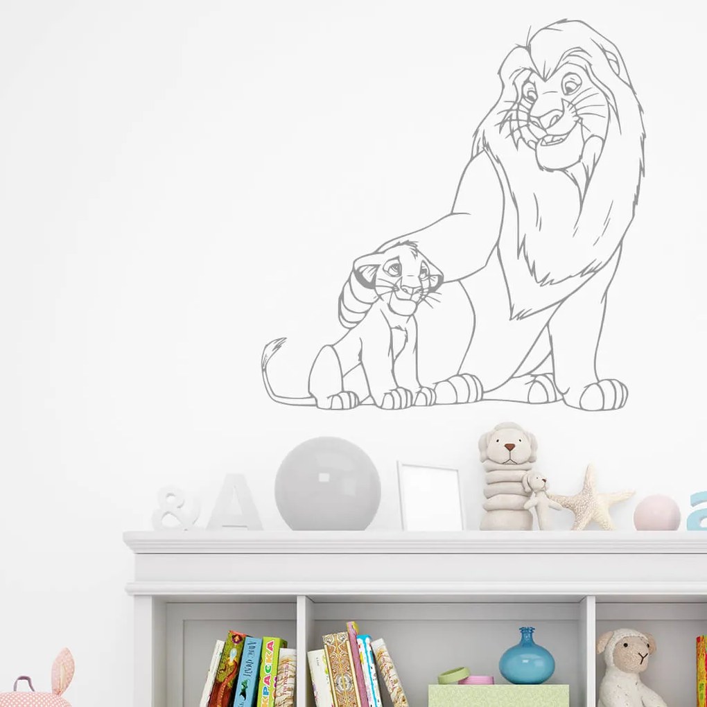 Živá Zeď Samolepka na zeď Mufasa a Simba Lví král Barva: černá