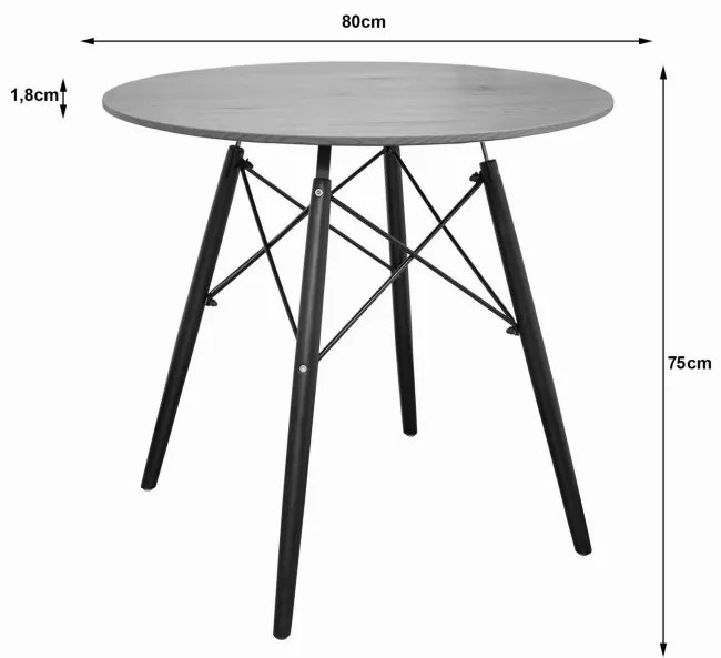 Kulatý stůl TODI 80 cm popel