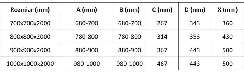 Mexen Exo, posuvný čtvercový sprchový kout 80 x 80 cm, čiré sklo, zlatá, 8111-080-080-50-00