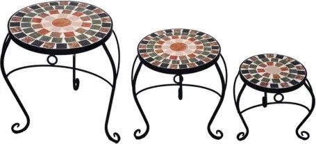 Sada stolků (3 ks) Mosaic, černá/zelená