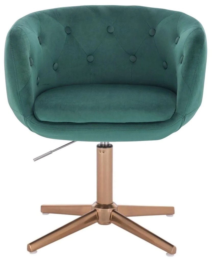 LuxuryForm DESIGN Otočné křeslo MONTANA VELUR na zlatém kříži - zelené