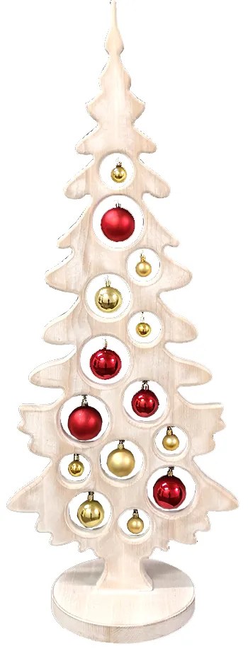 AMADEA Dekorace vánoční strom na podstavci s koulemi bílý 100 x 40 cm, český výrobek