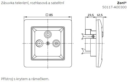 ABB Zoni kryt zásuvky televizní matná bílá 5011T-A00300 240 (2CHT080300A4240)
