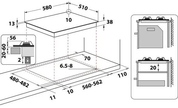 Whirlpool TKRL660IX Plynová varná deska