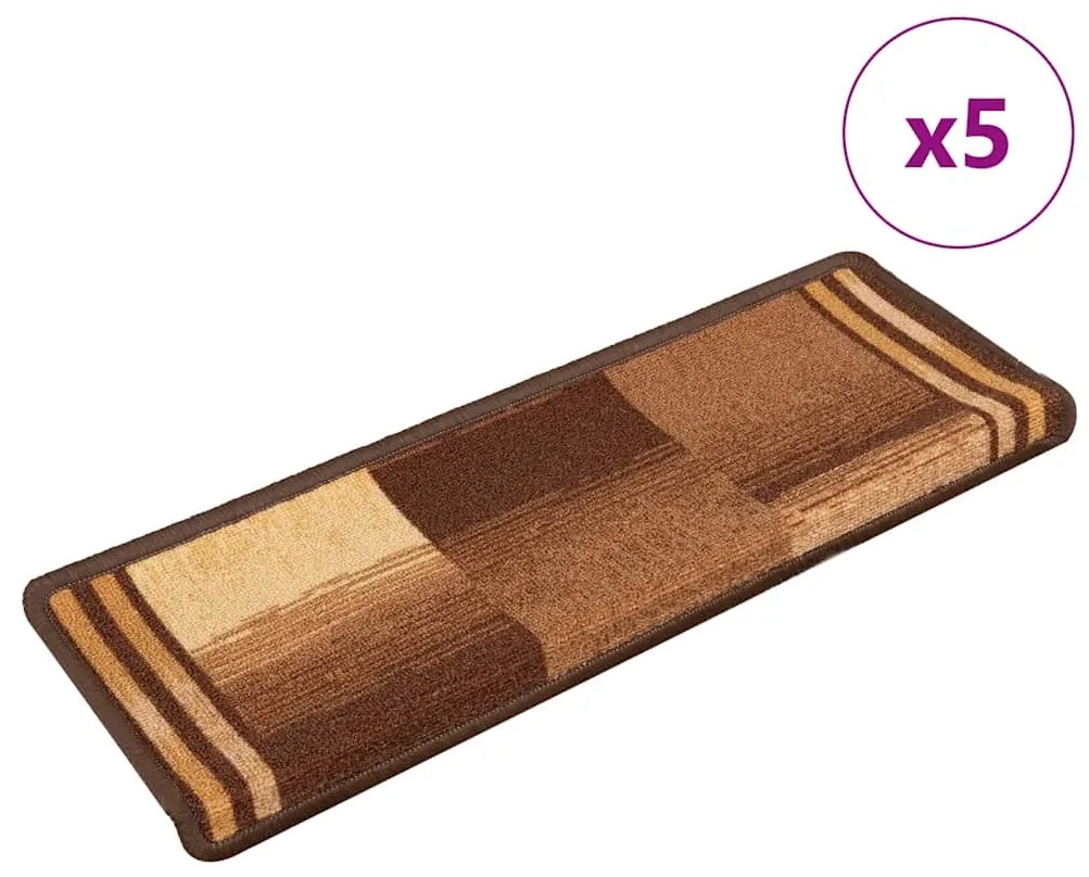 Nášlapy na schody samolepicí 5 ks 65x21x4 cm hnědé 149844