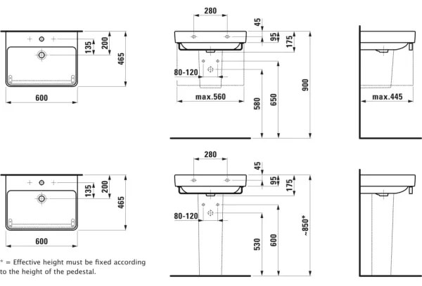 LAUFEN H8109630001091 - Umyvadlo na desku/závěsné PRO 60x46,5 cm keramika/bílá