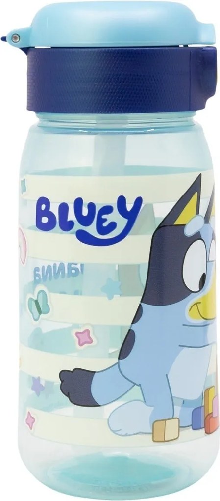 Plastová láhev na pití s brčkem a víčkem Bluey | Bez BPA, objem 510 ml