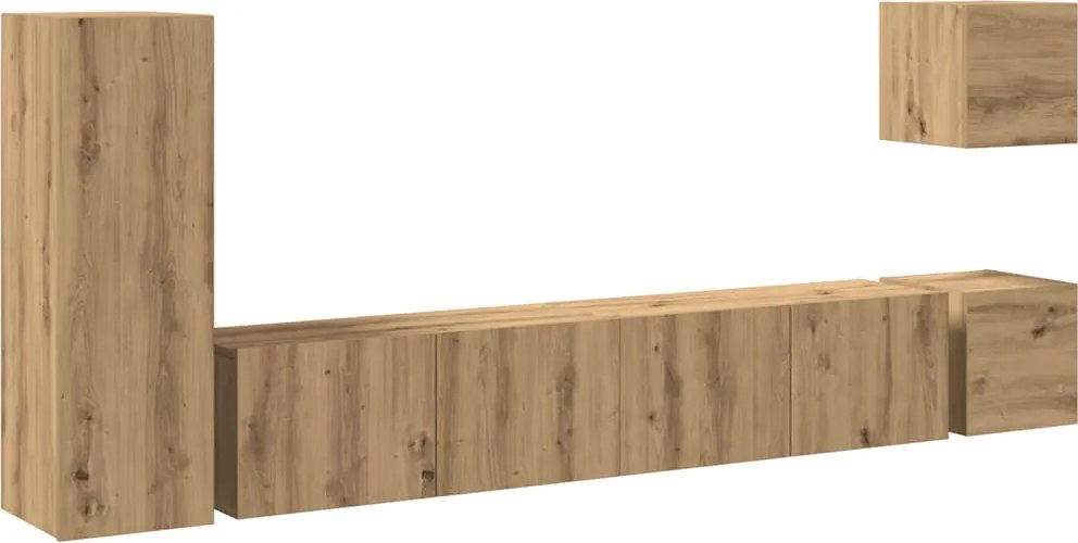 Sada 5 kusů nástěnné TV skříňka dub artisan kompozitní dřevo 3329200