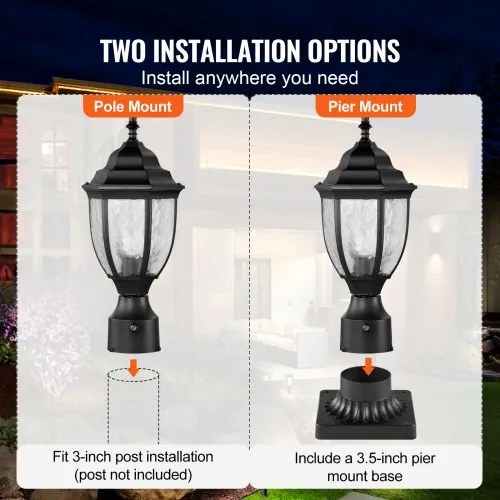 2 PC Soumrak do úsvitu Svítidlo na sloup venkovní lampy 390 mm Držák na sloup