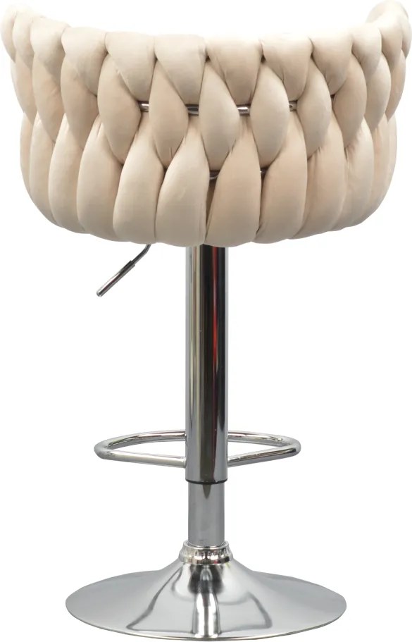 Designová barová židle, béžová Velvet látka/chrom, BRIN