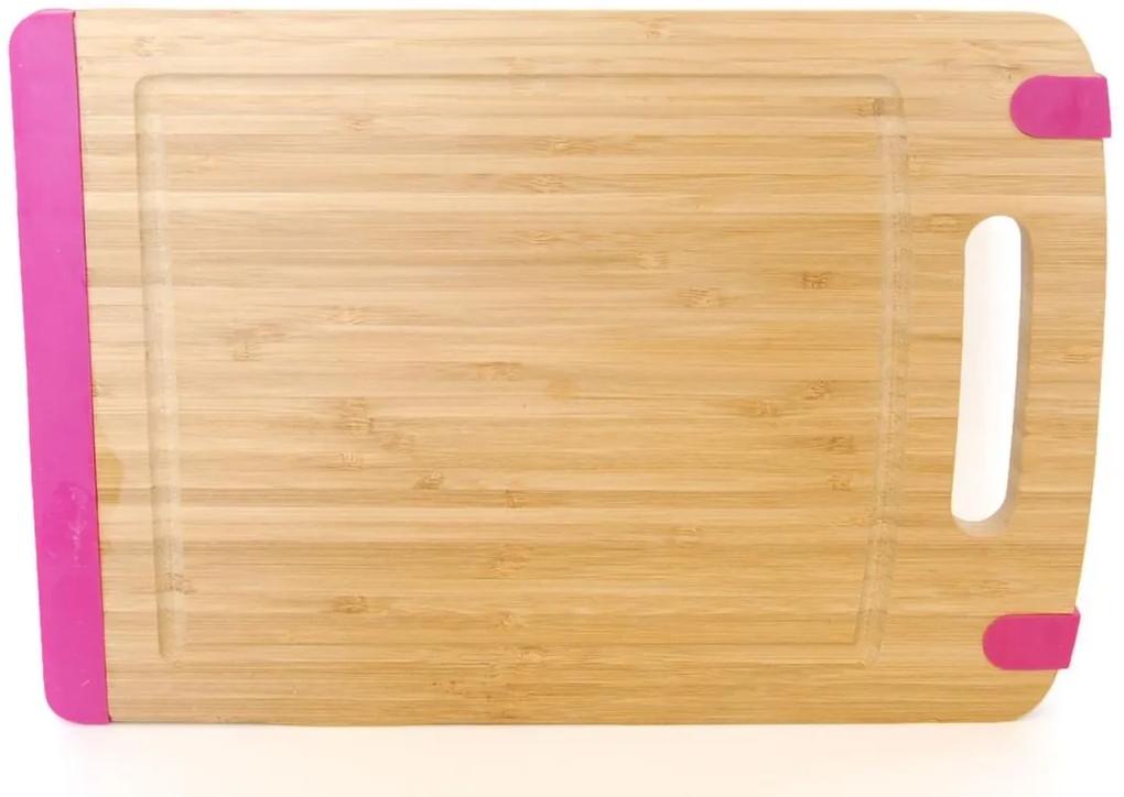 Bambusová kuchyňská deska, 32 cm - růžová