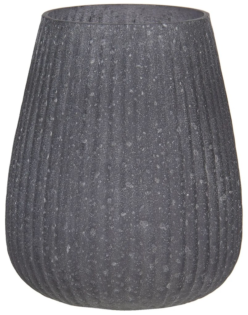 Šedý zaoblený skleněný svícen Varhan L - Ø 11*13 cm