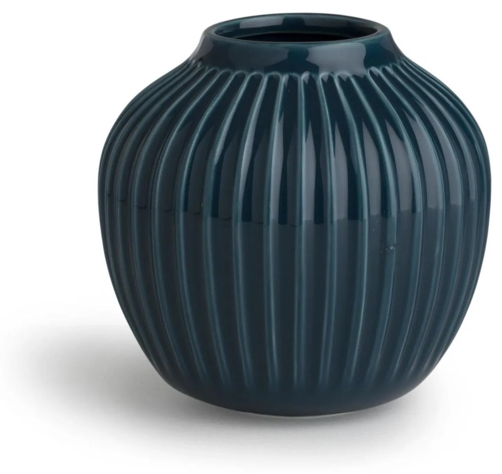 KÄHLER Keramická váza Hammershøi Petroleum 12,5 cm, modrá barva, keramika