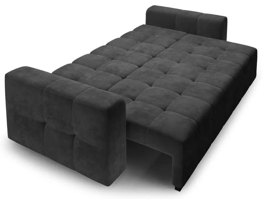 Tmavě šedá sametová rozkládací/s úložným prostorem pohovka 250 cm Luca - II. jakost – Milo Casa