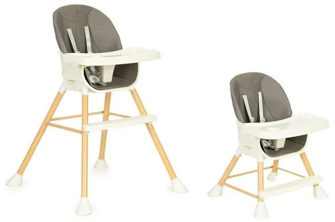 Dětská židlička na krmení 2v1 v šedé barvě