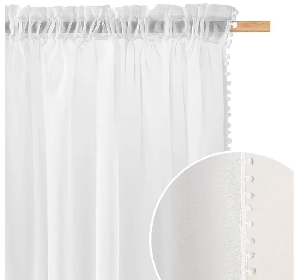 Room99 Záclona na pásce MALIA SPIRIT Bílá Pompony Velikost: 400 x 250 cm