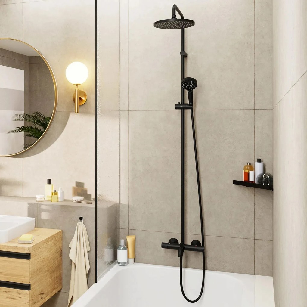 Hansgrohe Vernis Blend, Showerpipe 240 1jet s vanovým termostatem, černá matná, HAN-26899670