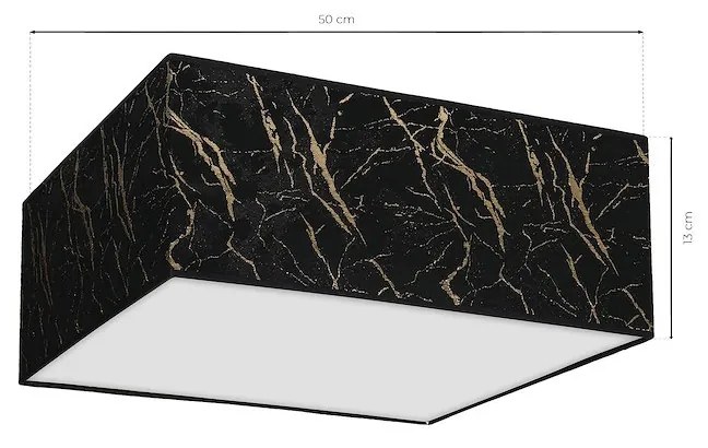 Stropní svítidlo Senso Square, 1x černé/zlaté textilní stínítko, (bílé plexisklo), (50 cm)