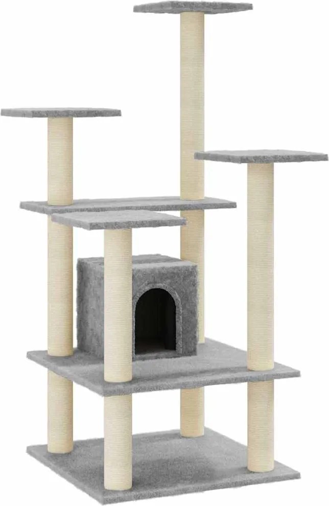 Škrabadlo pro kočky se sisalovými sloupky světle šedé 110 cm 171480