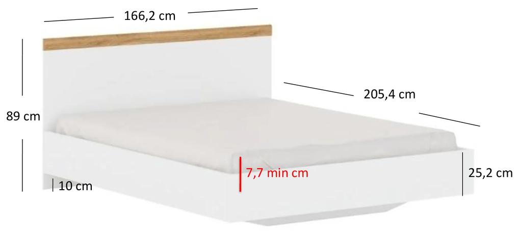 Manželská postel 160 cm Vina (bílá + dub wotan) (bez roštu a matrace). 1053364