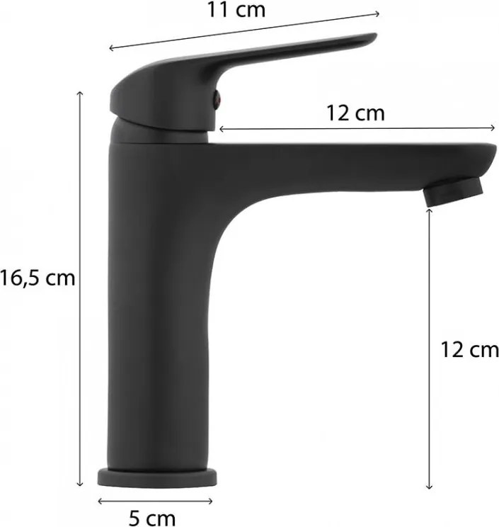 Erga Apio, umyvadlová baterie h-165, černá matná, ERG-YKA-BU.APIO-BLK