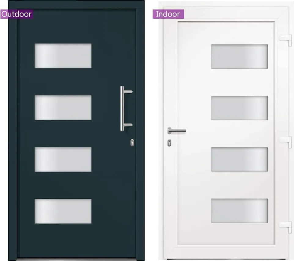 Vchodové dveře hliník a PVC antracitové 100 x 210 cm 3056825