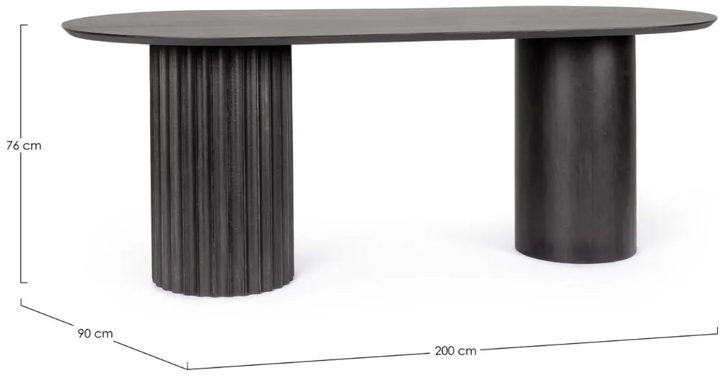 BIZZOTTO Jídelní stůl ORISSA černý 200x90 cm 0747218