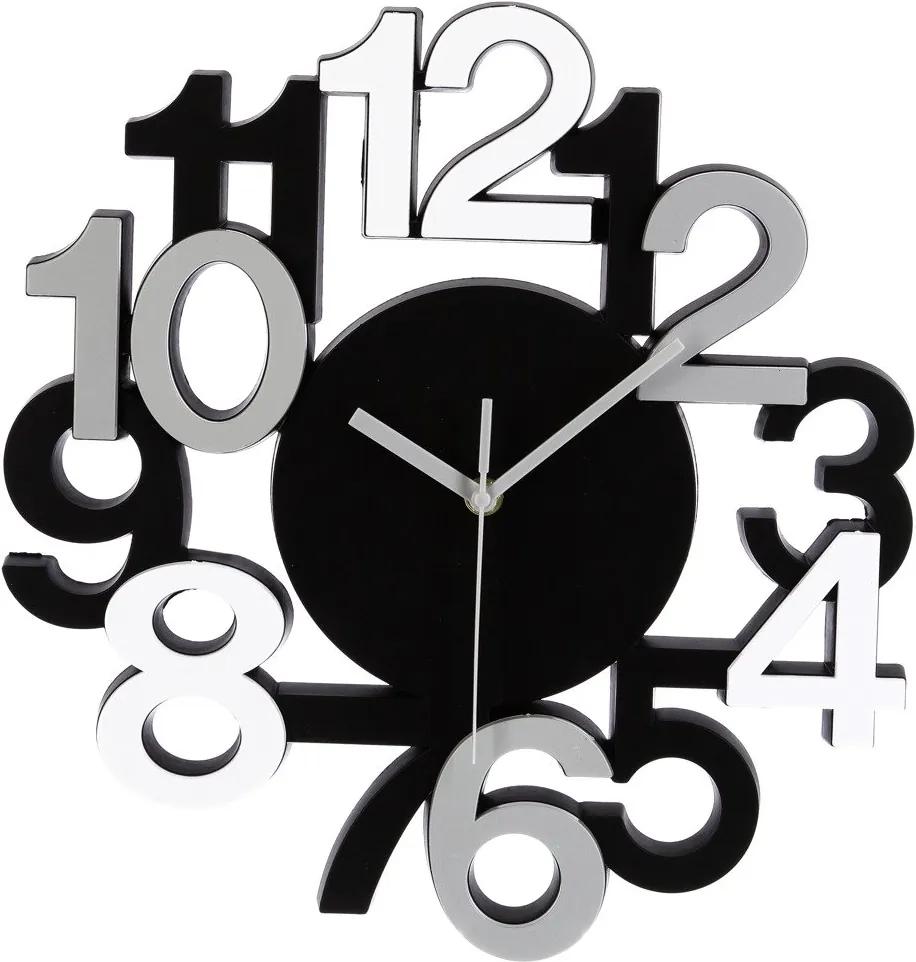 Hodiny na stěnu v moderním stylu, hodiny s číslicemi, hodiny do obýváku,  kuchyňské hodiny, černé hodiny, designové hodiny (3560239246879) | BIANO