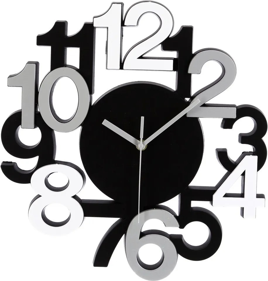 Hodiny na stěnu v moderním stylu, hodiny s číslicemi, hodiny do obýváku, kuchyňské hodiny, černé hodiny, designové hodiny (3560239246879)
