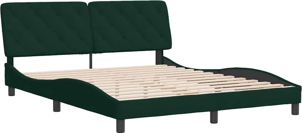 Rám postele bez matrace tmavě zelená 160 x 200 cm samet 3207932