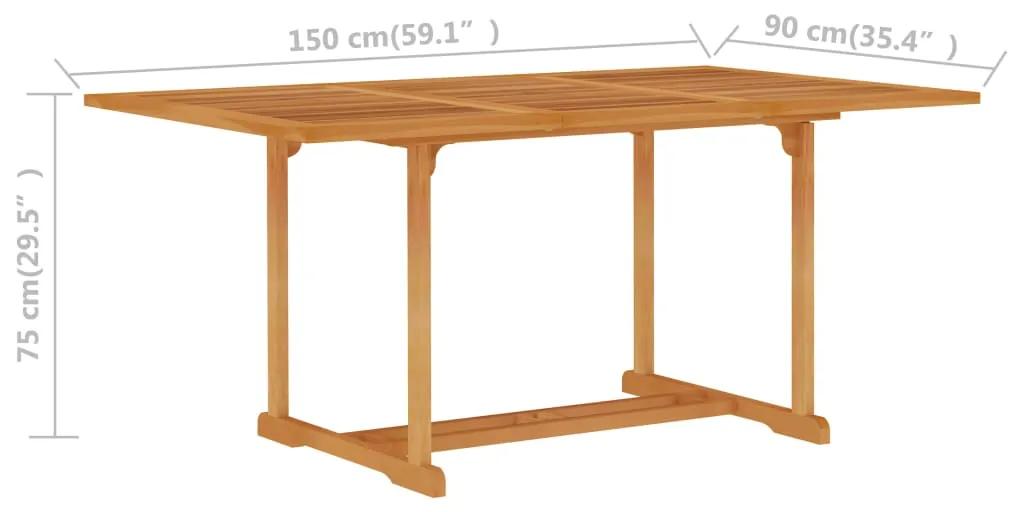 vidaXL Zahradní stůl 150 x 90 x 75 cm masivní teakové dřevo