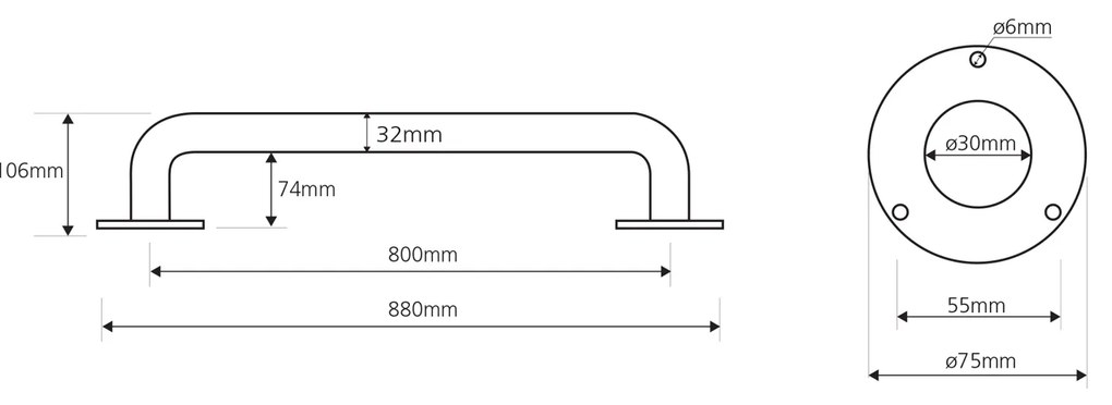 Sapho Sapho, HANDICAP madlo 800mm, nerez lesk, XH514