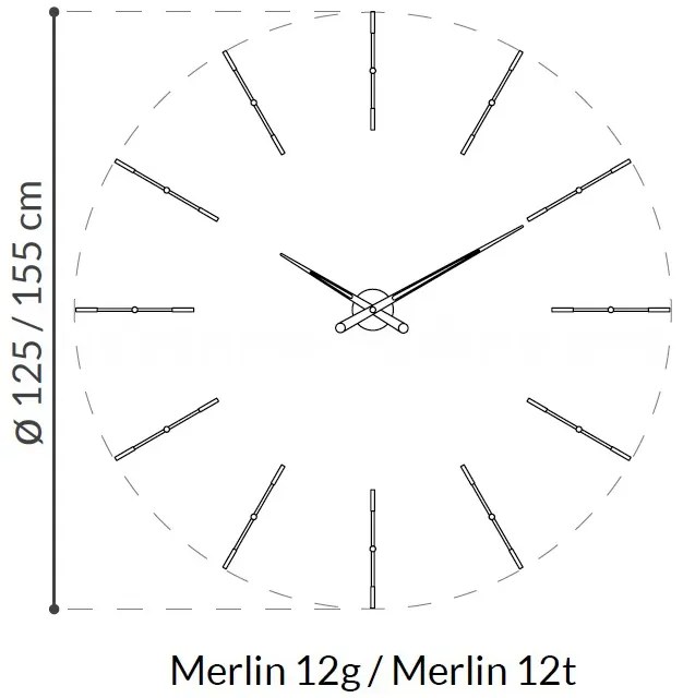 Designové nástěnné hodiny Nomon Merlin Wenge 155cm