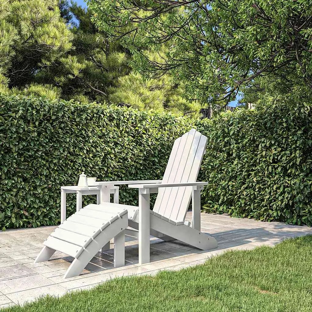Zahradní křeslo Adirondack s podnožkou HDPE bílé 318645