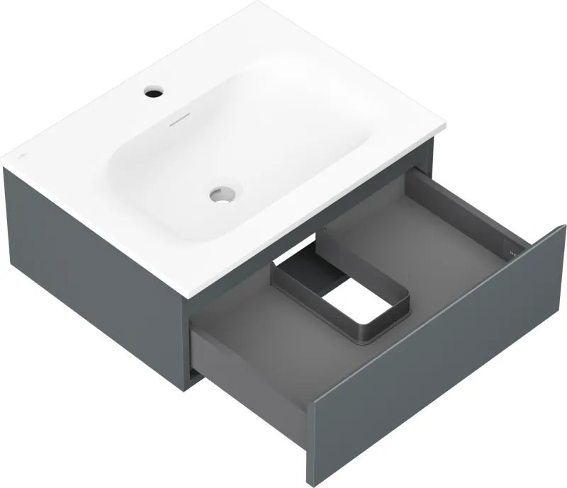 Mexen Orio, koupelnová skříňka 60 cm s umyvadlem Vela, 1 zásuvka, grafitová matná/bílá matná, 91A10-06023-1-BF66-W23M01