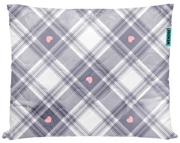 Wendre Färgrik Heart in Plaid polštář s potiskem Rozměr: 70 x 90 cm