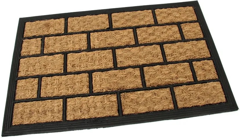 Kokosová čistící venkovní vstupní rohož Rectangle - Bricks, FLOMAT - délka 40 cm, šířka 60 cm a výška 0,8 cm