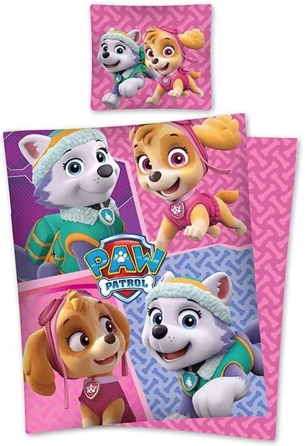 Setino · Bavlněné povlečení Tlapková patrola - Paw Patrol - Skye a Everest - 140 x 200 + 70 x 90 cm