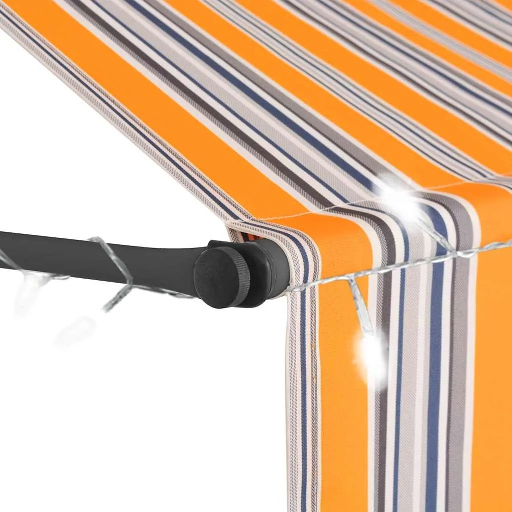 Ručně zatahovací markýza s LED světlem 350 cm žlutomodrá 145853