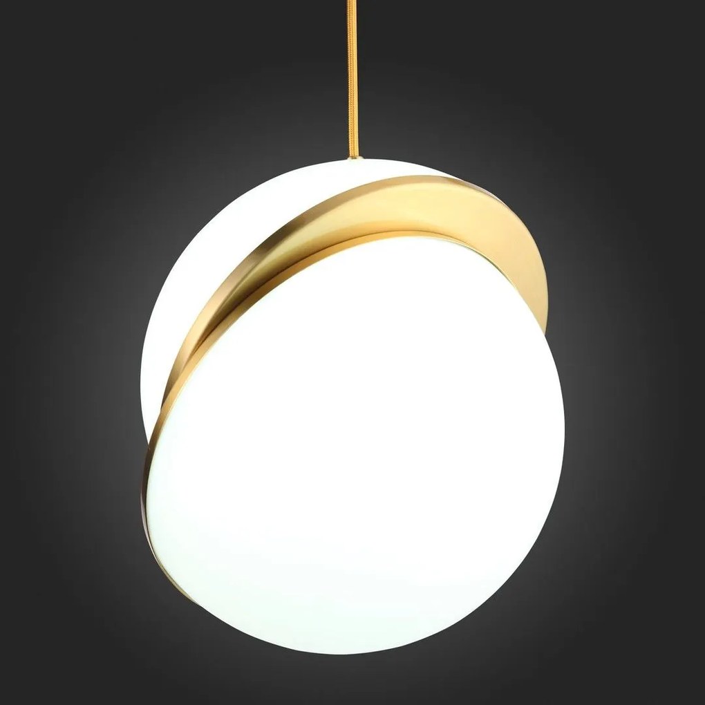 Toolight, závěsná stropní lampa akrylová koule 1xE27 APP481-1CP, bílá-zlatá, OSW-00598