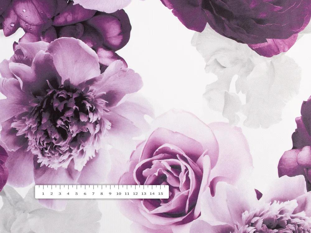 Biante Dekorační běhoun na stůl PM-029 Velké fialové květy 35x120 cm