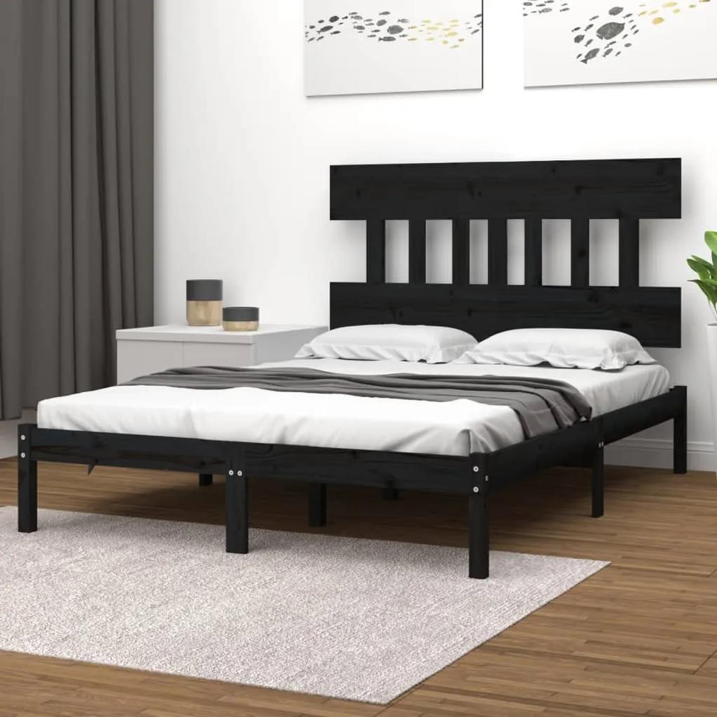 Rám postele černý masivní dřevo 140 x 200 cm,  3104742