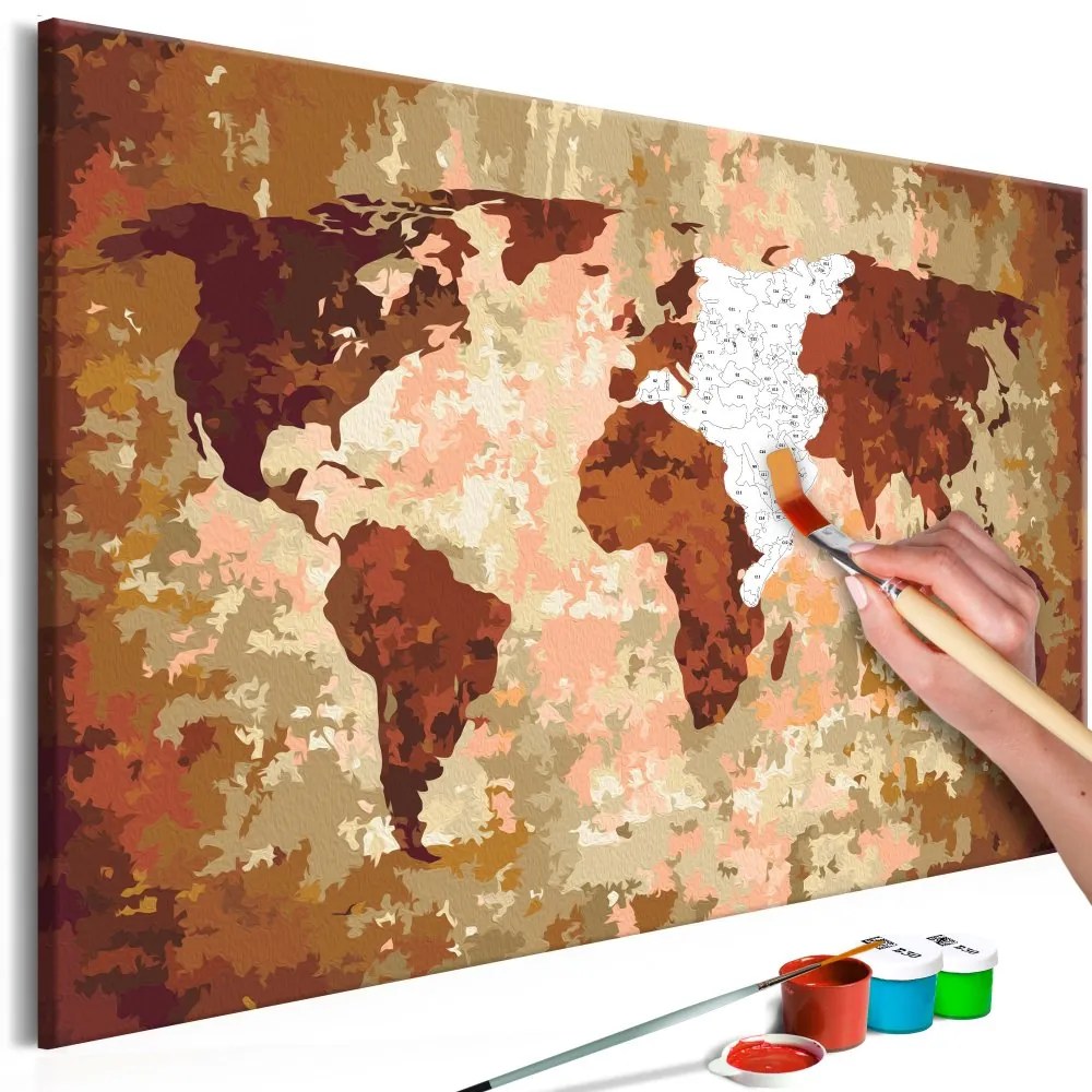 Bimago Malování podle čísel - World Map (Earth Colours) | 60x40 cm