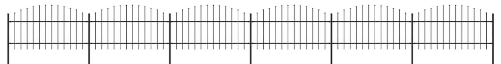 Zahradní plot s kopím nahoře ocelový 1070 x 125 cm černý