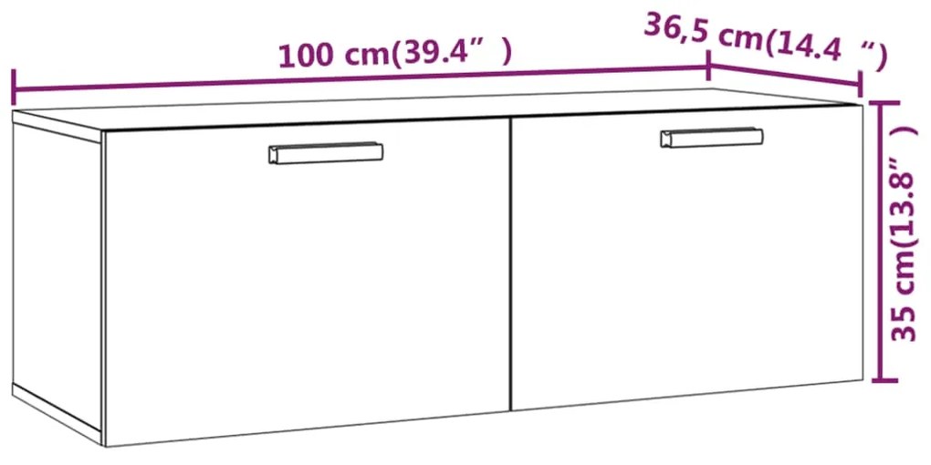 Nástěnná skříňka lesklá bílá 100x36,5x35 cm kompozitní dřevo - Default Title