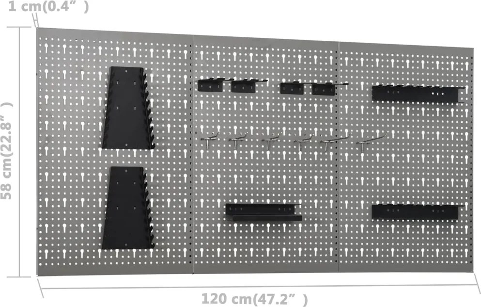 Pracovní stůl se třemi nástěnnými panely a jednou skříňkou 3053431