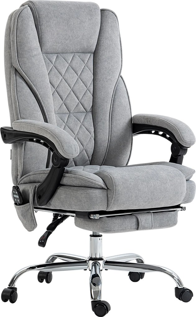 Vinsetto kancelářská židle s vibrační masáží, ergonomická kancelářská židle s funkcí sklápění a vytápěním, nastavitelná otočná židle s opěrkou na noh…